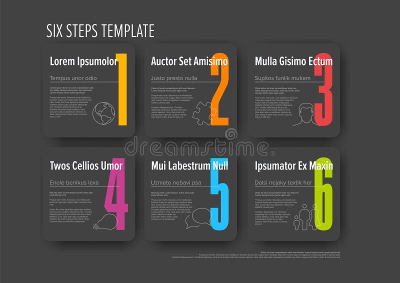 Six Steps Progress Template with Dark Buttons Stock Vector ...