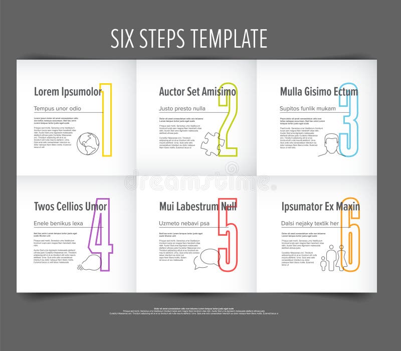 Six Steps Progress Template on White Folded Paper Stock Vector ...