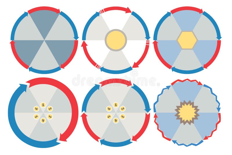 Six Steps Round Circular Flowchart Diagrams Stock Vector - Illustration ...