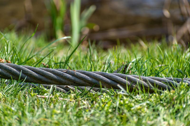 Six-strand Rope, Steel Rope Lying in the Grass Stock Photo - Image of ...