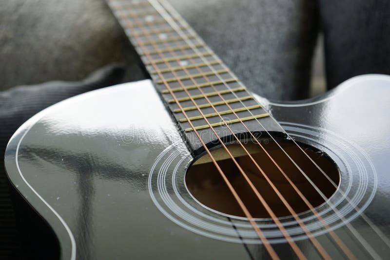 Six Stringed Acoustic Guitar Stock Photo - Image of interior, artist ...