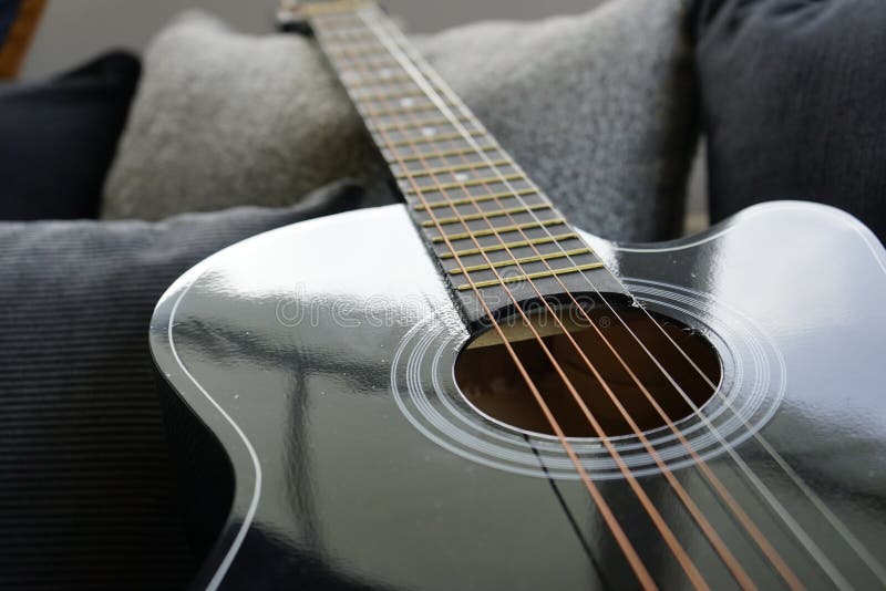 Six Stringed Acoustic Guitar Stock Photo - Image of music, grey: 110420210