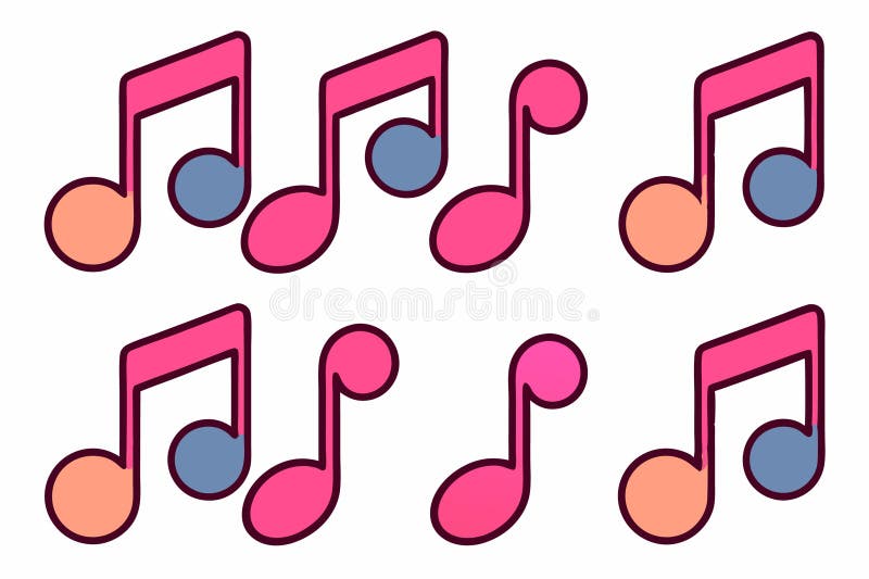 Cute Cartoon Colorful Pink Musical Note Stock Illustrations – 78 Cute ...