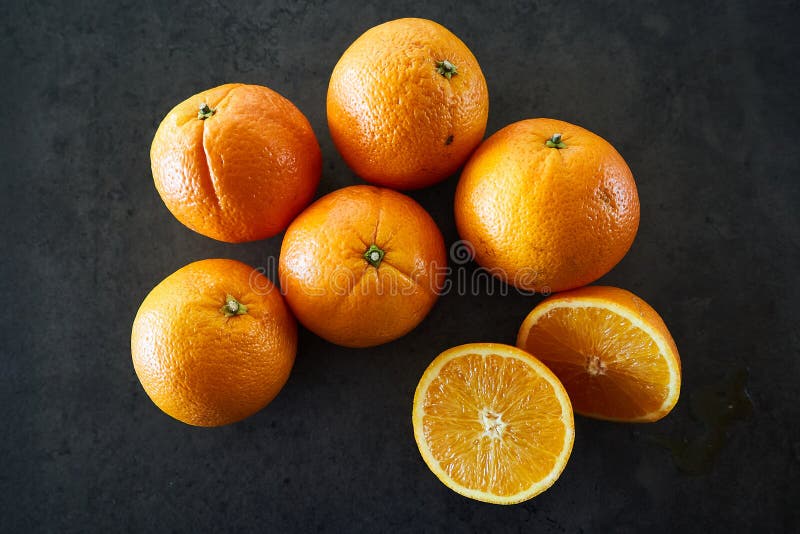 Six oranges on table. stock image. Image of develop, acidic - 84894019