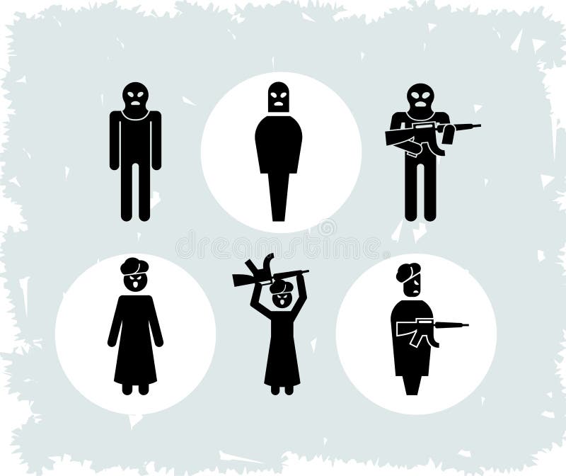 Six terrorism icons stock vector. Illustration of vector - 231412335