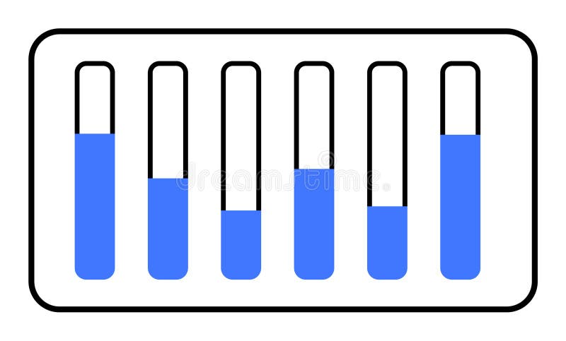 Six Test Tubes with Varying Liquid Levels for Digital and Educational ...