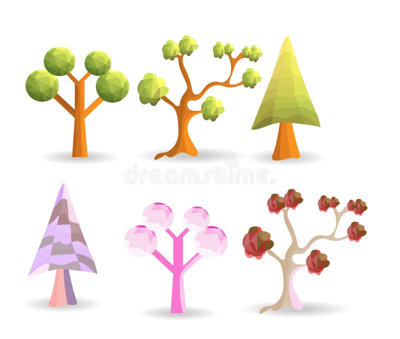 Six tree polygon stock vector. Illustration of natural - 128762762