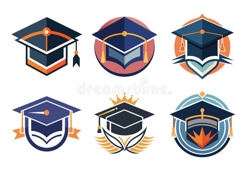 Six Unique Graduation Cap Logo Designs Education, Learning, & Success ...
