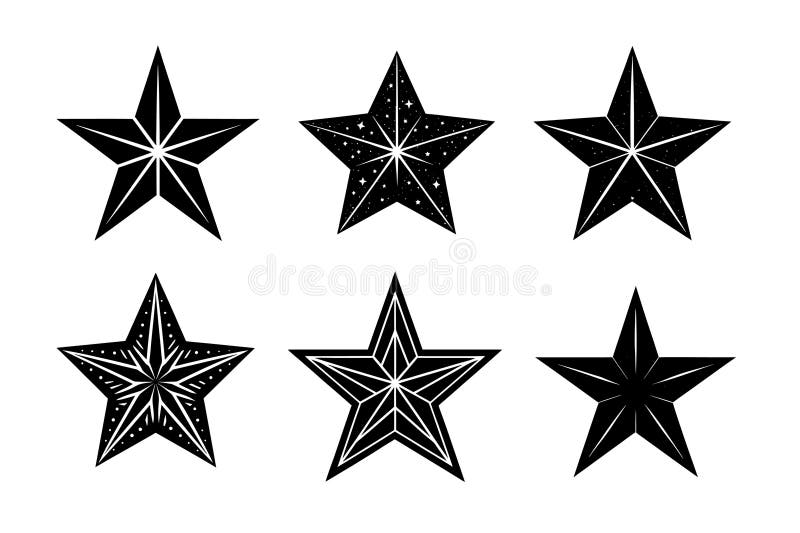 Six Unique Star Silhouettes Stock Vector - Illustration of white ...
