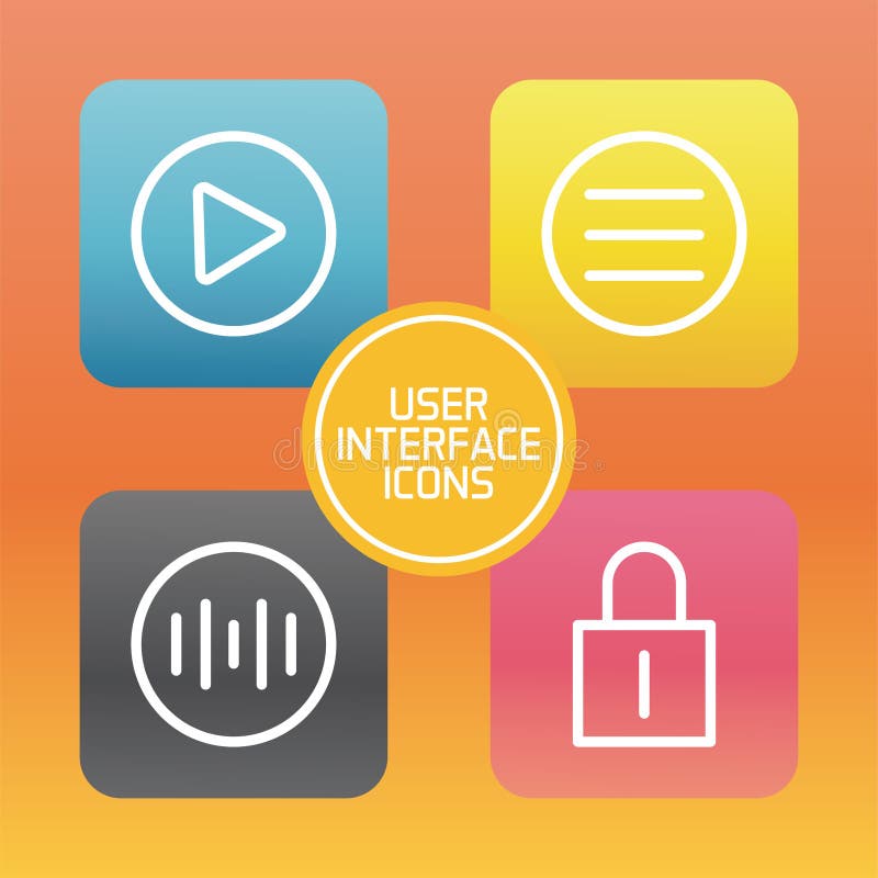 Six of User Interface Set Block Gradient Style Icons Stock Vector ...