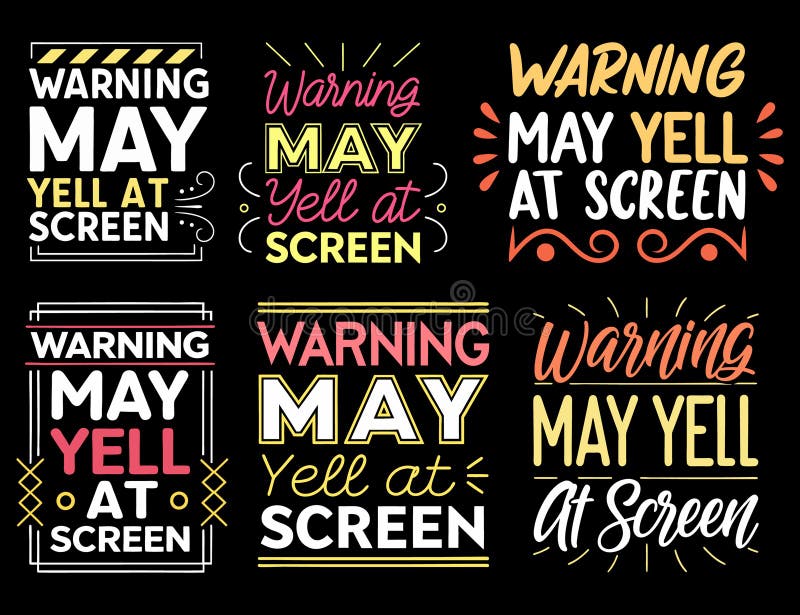 Gamer Warning May Yell at Screen Funny Video Game Designs Stock Vector ...