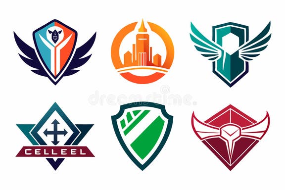 Six Vector Emblems with Dynamic Designs Stock Vector - Illustration of ...