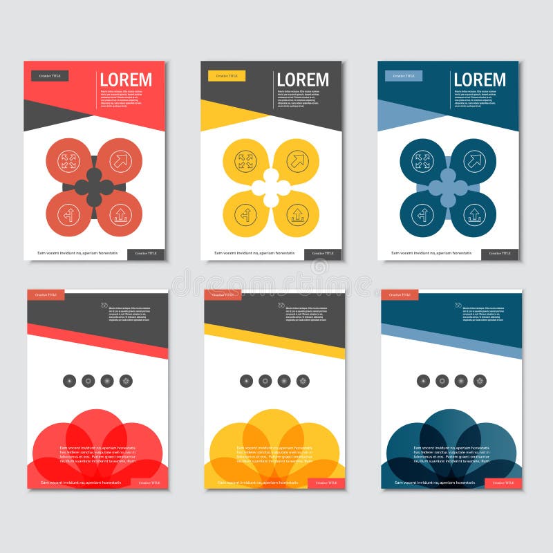 Six Vector Pattern with Abstract Figures. Brochures Template Stock ...