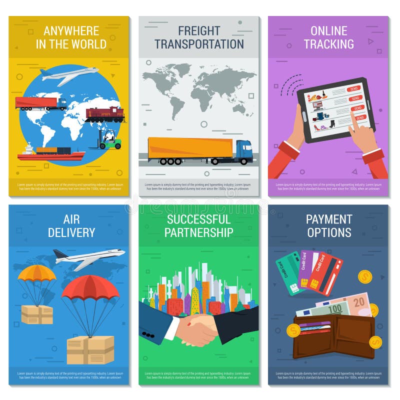 Six Vertical Logistics and Delivery Banners Stock Vector - Illustration ...