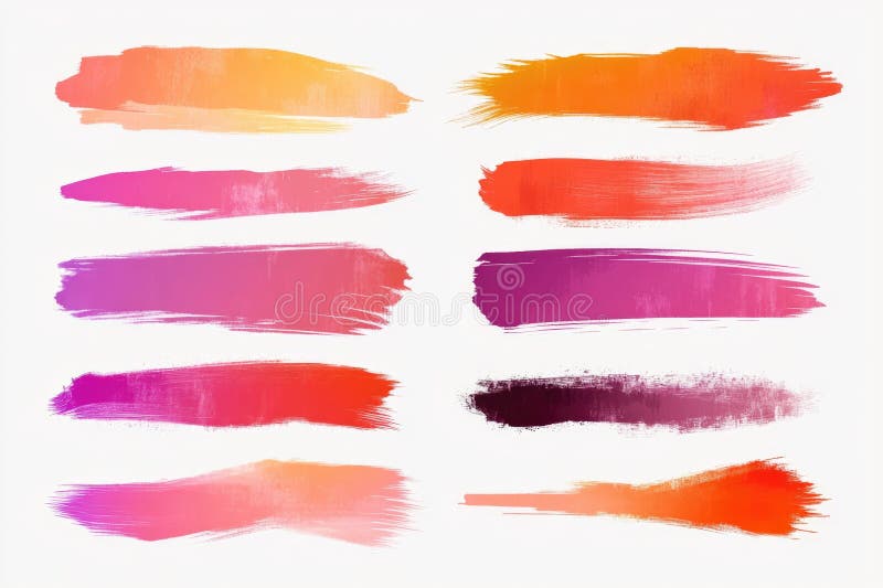 Six Vibrant Brush Strokes with Different Colors Stock Illustration ...