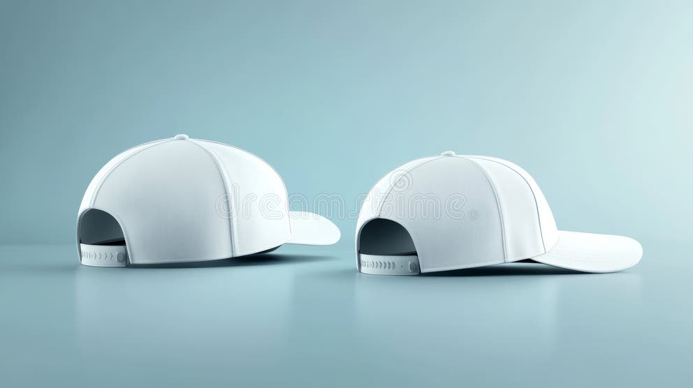 Six White Baseball Caps Shown from Multiple Perspectives Stock Image ...
