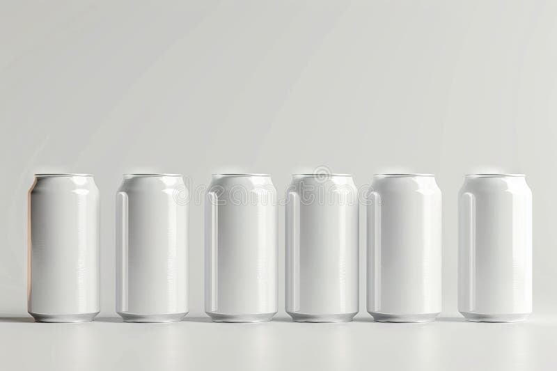 Six White Cans of Beer on a White Background Stock Photo - Image of ...