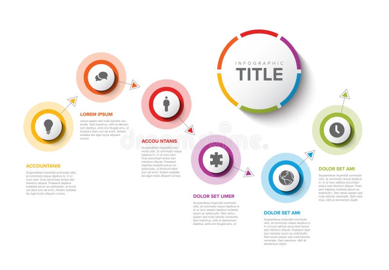 Six White Circle Steps Timeline Process Infographic Stock Vector ...