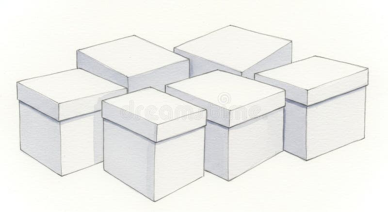 Six White Gift Boxes Illustration an Illustration of Six Blank White ...