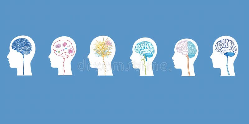 Six White Head Profiles on Blue Backdrop Each Featuring a Unique Bold ...