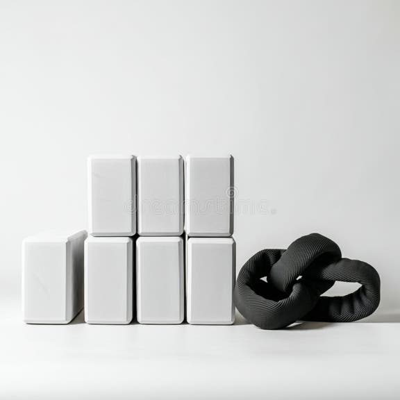 Six White Rectangular Blocks are Arranged in a Neat Stack To the Left ...