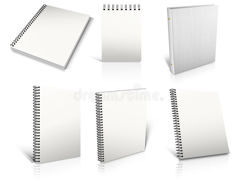 Six White Spiral Blank Notepad on White. Stock Illustration ...