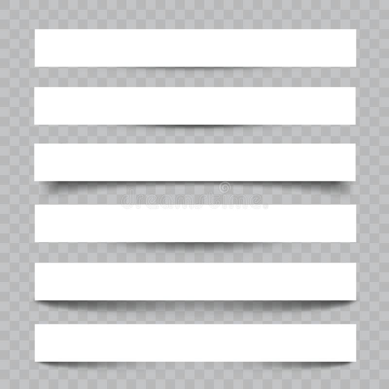 Six White Vector Banners with Shadows, Isolated, Transparent Background ...