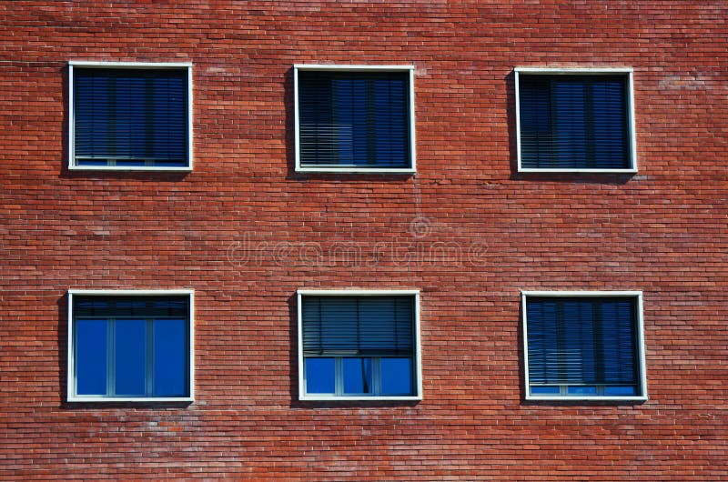 Six Windows on a Perfect Orange Brick Wall Stock Image - Image of house ...