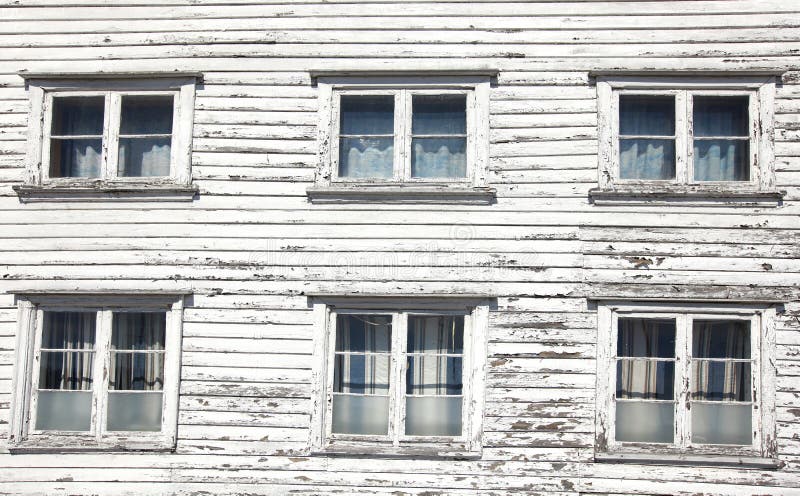 Six Windows in a White Wooden House Stock Photo - Image of horizontal ...