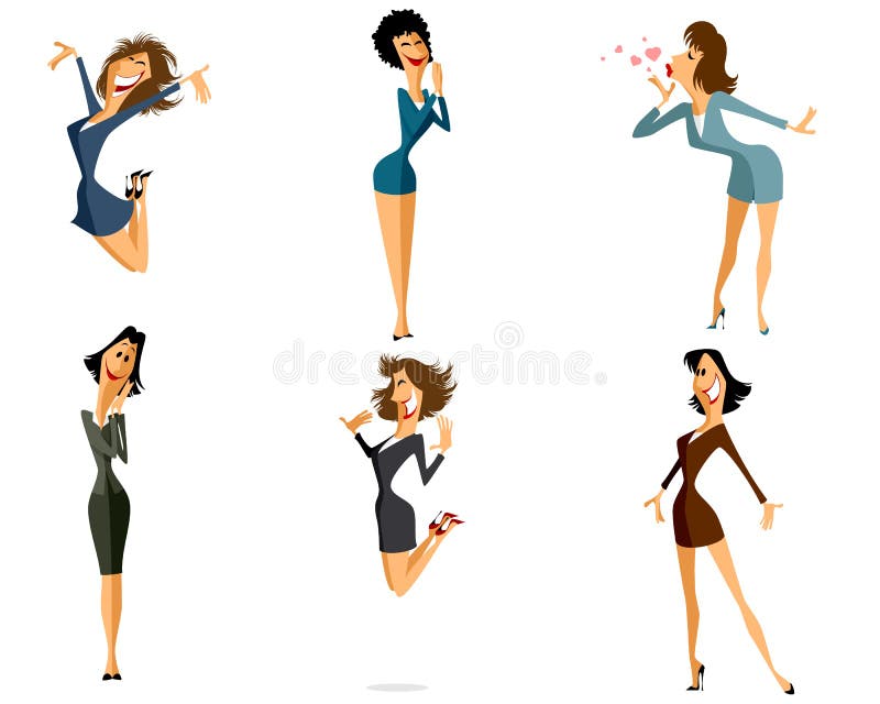 Six women in office stock vector. Illustration of cartoon - 70036023