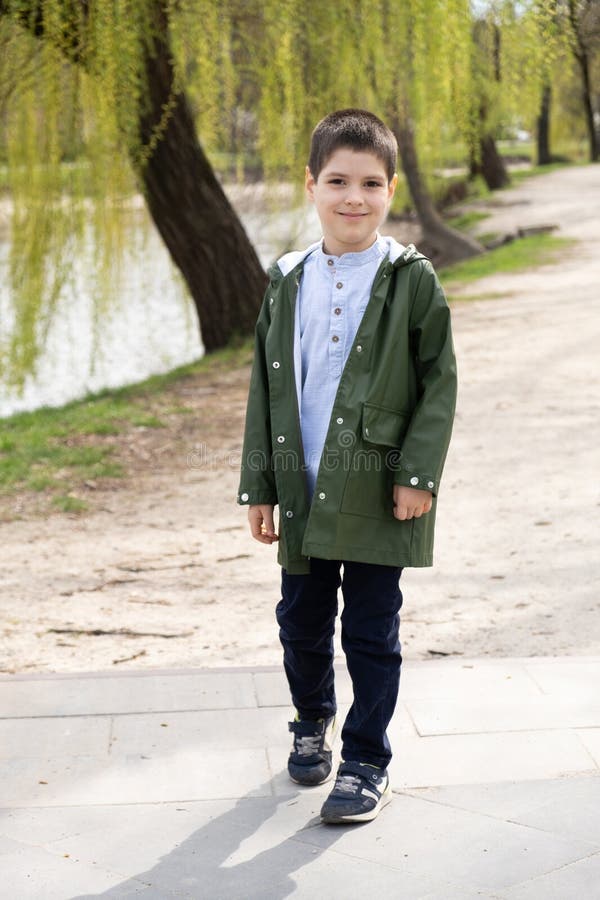 Six-year-old Boy Walking in Spring Park. Stock Photo - Image of nature ...