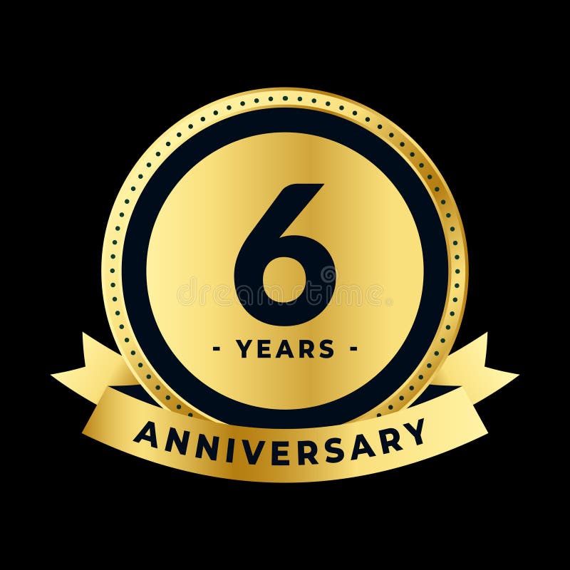 Six Years Anniversary Celebration Gold and Black Isolated Vector Stock ...