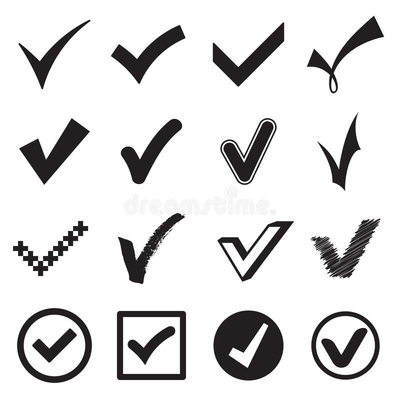 Sixteen Check Marks on a White Background Stock Vector - Illustration ...