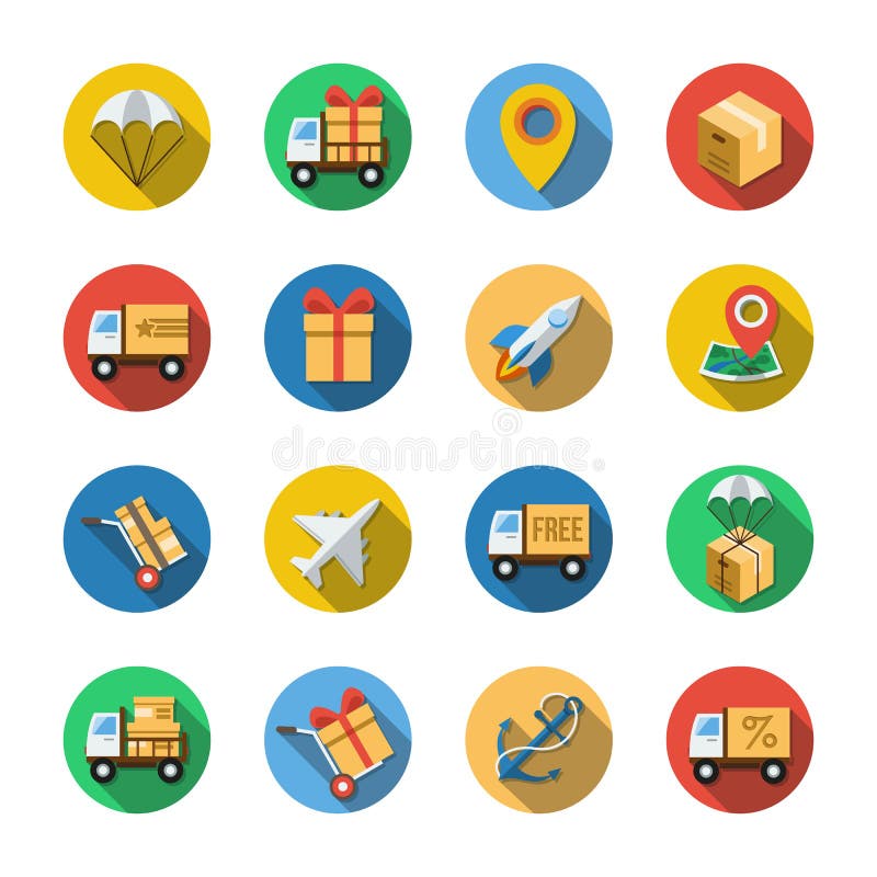Sixteen Different Icons in a Flat Style Stock Vector - Illustration of ...