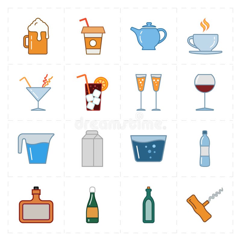 Sixteen Modern Flat Bar Icons Stock Vector - Illustration of element ...