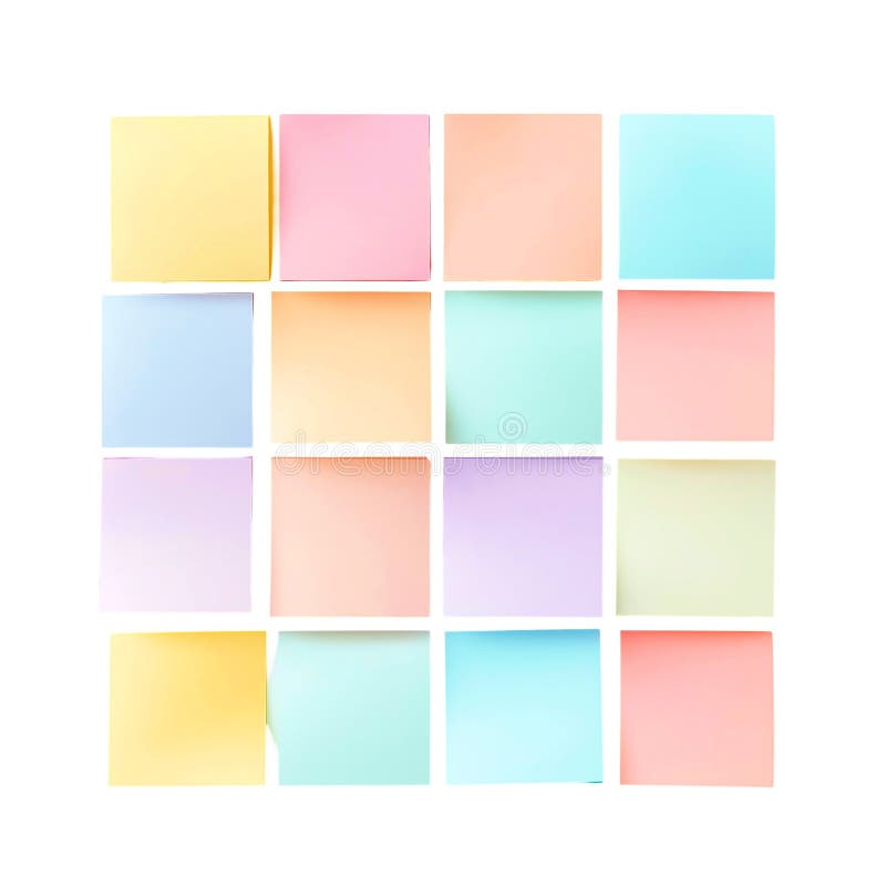 Pastel Notes Colorful Squares Office Supplies Stationery Art Isolated ...