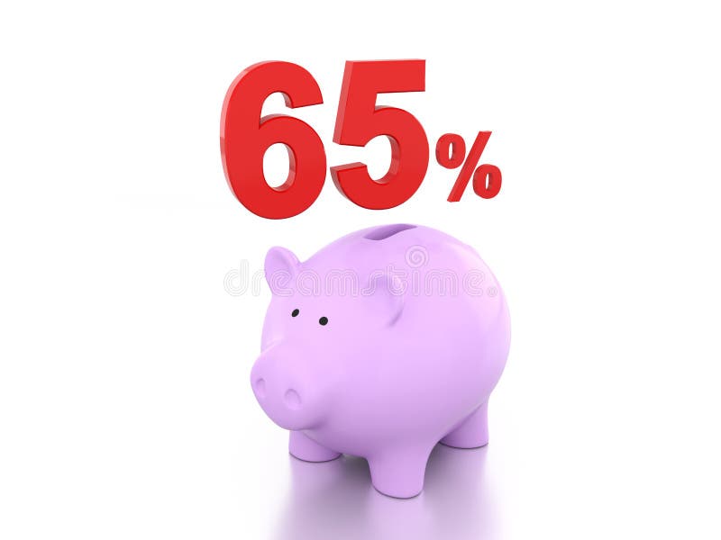 Sixty Five Percent with Piggy Stock Illustration - Illustration of ...