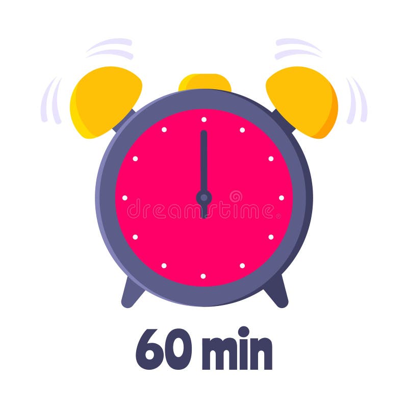 Sixty Minutes on Analog Clock Face Flat Style Design Vector ...
