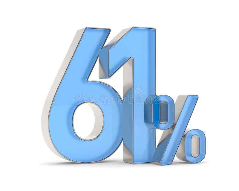 Sixty One Percent on White Background. Isolated 3D Illustration Stock ...