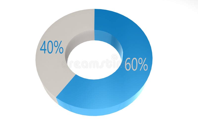 Sixty Percent Blue Round Pie Chart Stock Illustration - Illustration of ...