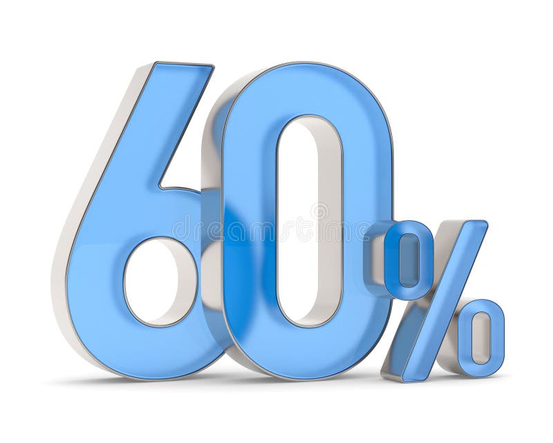 Sixty Percent on White Background. Isolated 3D Illustration Stock ...
