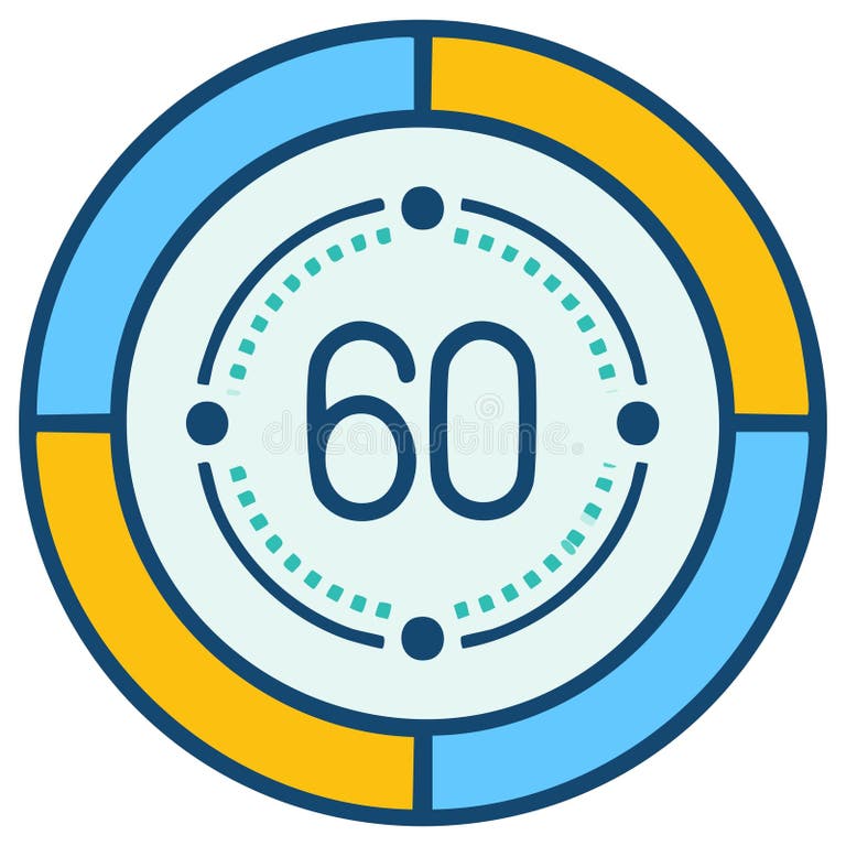 Sixty Second Timer Icon with Circular Progress Bar for Time Management ...
