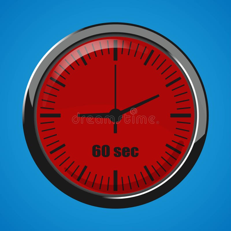 60 Seconds. Silver Realistic Stopwatch with Reflection Stock Vector ...