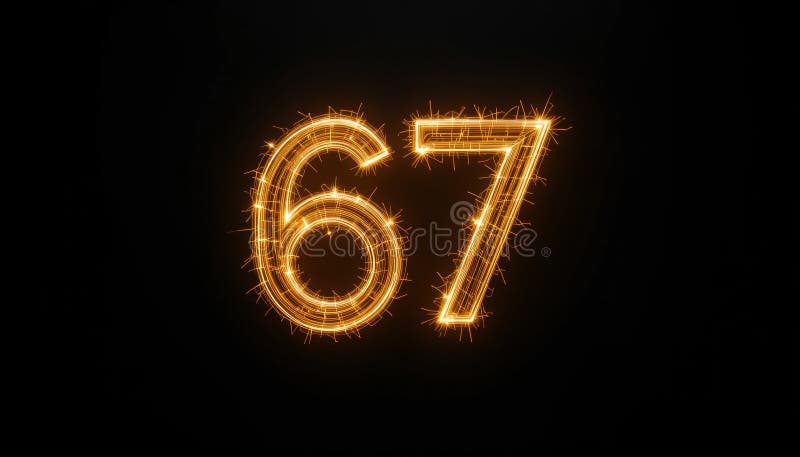 Sixty Seven Sparkler Number Light Trail Festive Celebration Design ...