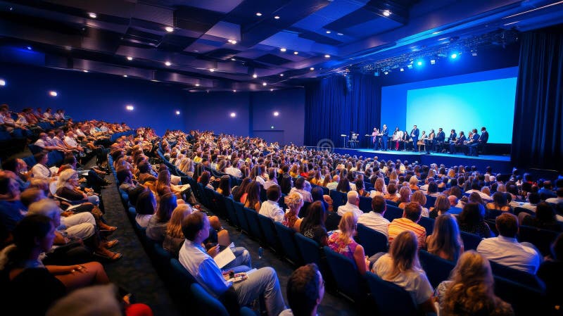A Sizable Crowd at the Event is Intently Watching the Speaker on Stage ...