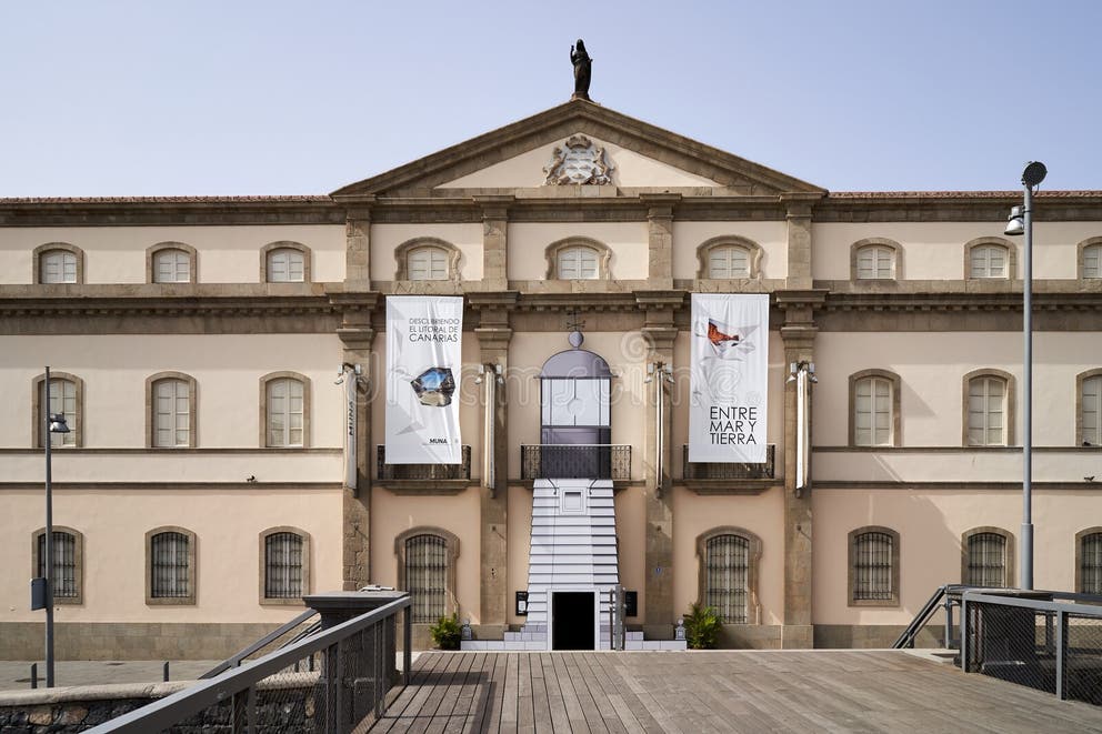 Large Building with Wooden Deck, Medieval Architecture and Arches Stock ...