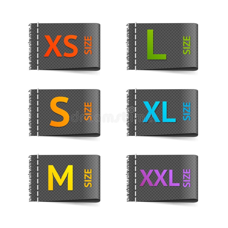 Size Clothing Labels Set. Vector Stock Vector - Illustration of ...