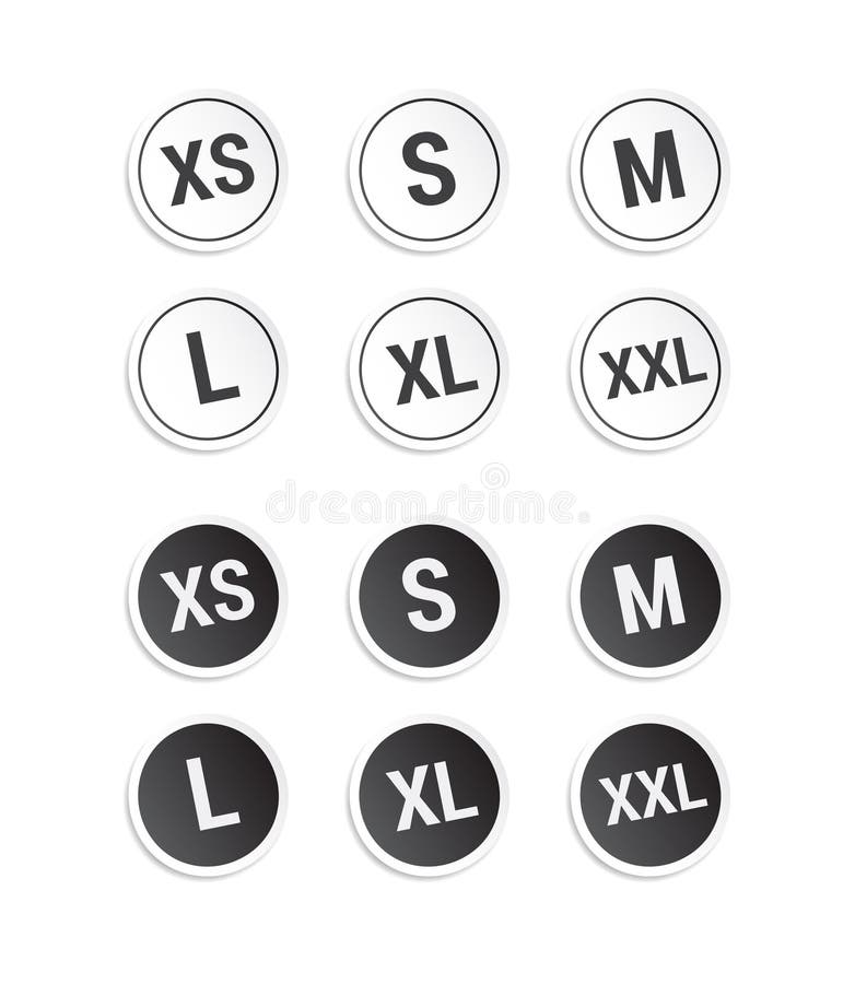 Size Clothing Stickers stock vector. Illustration of shadow - 197133069