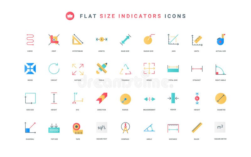Size, Dimension Arrows and Instruments To Measure Length, Height ...