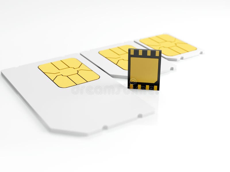 Size of ESIM Card in Comparison with Old SIM Tipes Stock Illustration ...